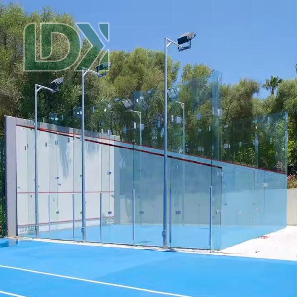 Quality Lighting-Enabled Steel Frame Panoramic Squash Court Glass Wall For Outdoor Squash Venues for sale