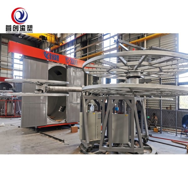 Quality YINGCHUANG Multi-Functional Fully Automatic Bi-Axial Shuttle Rotomolding Machine, Complete Auxiliary Rotational Molding Equipment For Plastic Buckets & Water Storage Tanks for sale