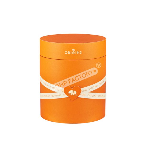 Quality Skincare Packaging Box Round Paper Gift Box With Raffia Grass for sale