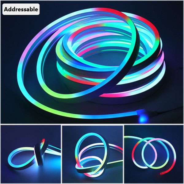 Quality Flexible Multicolor Neon Light Strips Addressable RGBIC LED Neon Rope Light 25mm for sale