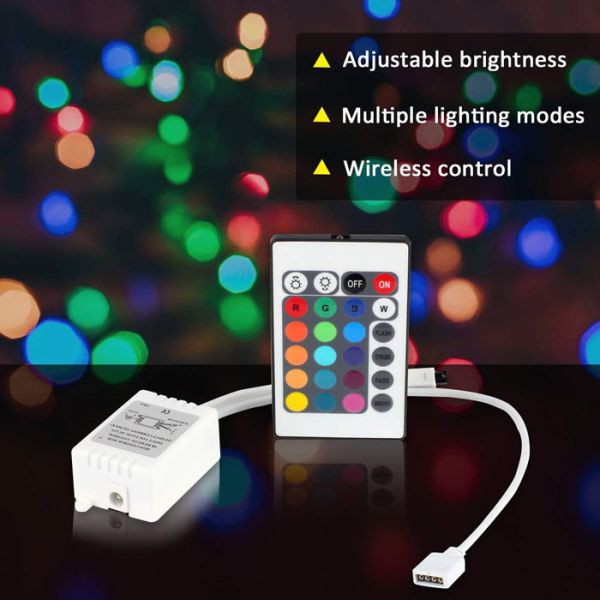 Quality 16 Million Color Led Light Strip Controller 5-24v With Ir 24 Key Remote Control for sale