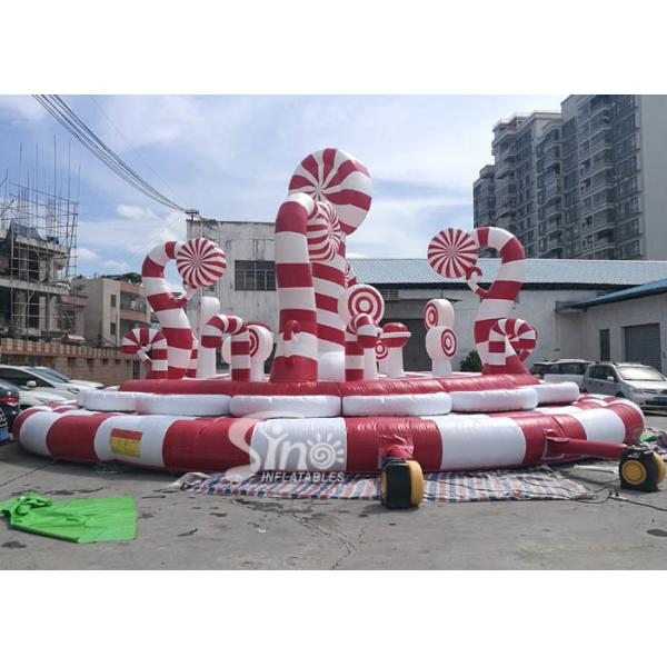 Quality Giant Christmas Candy Cane Inflatable Amusement Park Bouncer For Kids And Adults for sale