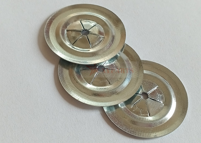 Round beveled edge galvanized steel self-locking washer, 30mm diameter