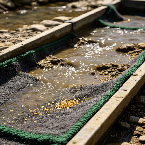 Quality 1800GSM Gold Mining Carpet PP & Polyester Blend Gold Sluice Mat with Waterproof for sale