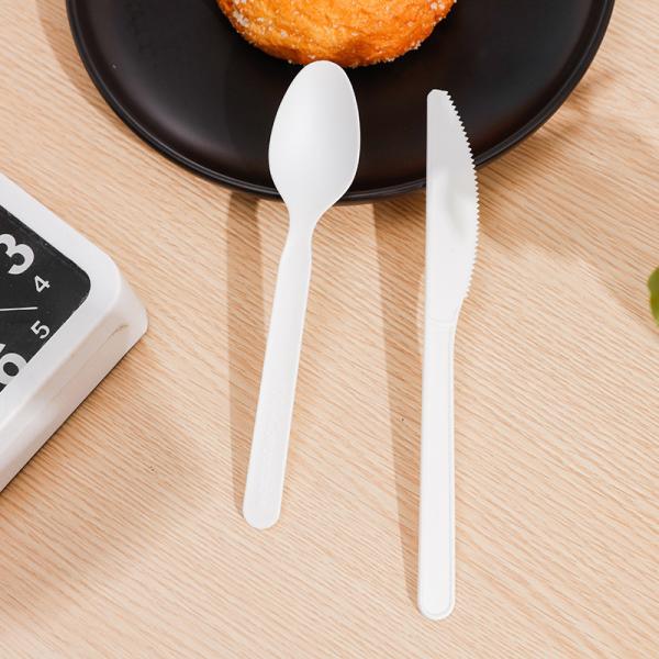 Quality Compostable Disposable PLA Bioplastic Spoons Bulk Utensils 5.7 Inch for sale