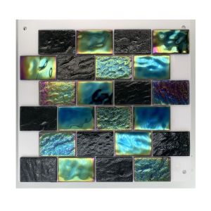 Quality Blue Iridescent Glass Mosaic Swimming Pool Tile with Polished Sheet Size of for sale