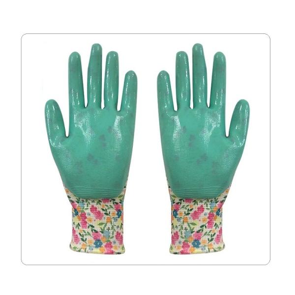 Quality Small Hands Green Nitrile Dipping Protective Gardening Gloves for sale