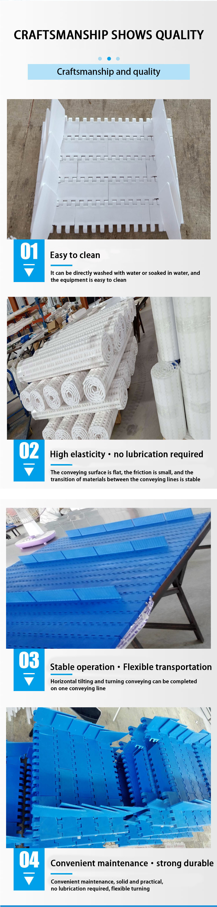 Flat Modular Plastic PVC Conveyor Mesh Belt for Food Industry Sale