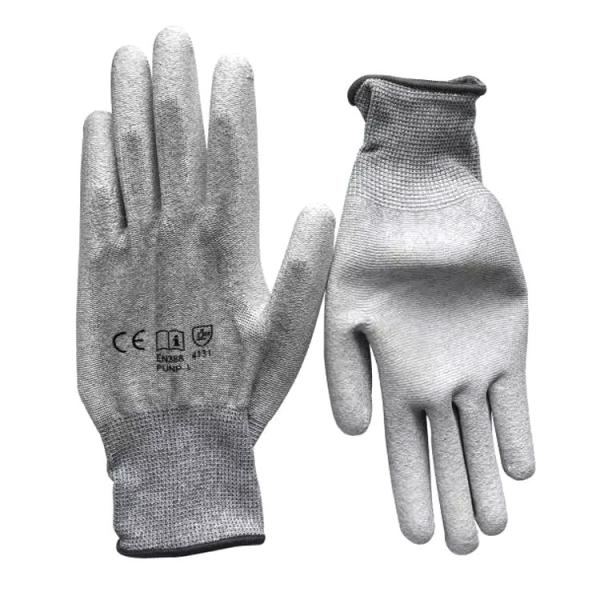 Quality Dust Free PU Coated ESD Palm Fit Anti Static Gloves for sale