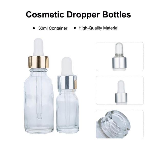 Quality 33MM 25MM Essential Oil Glass Cosmetic Dropper Bottles for sale