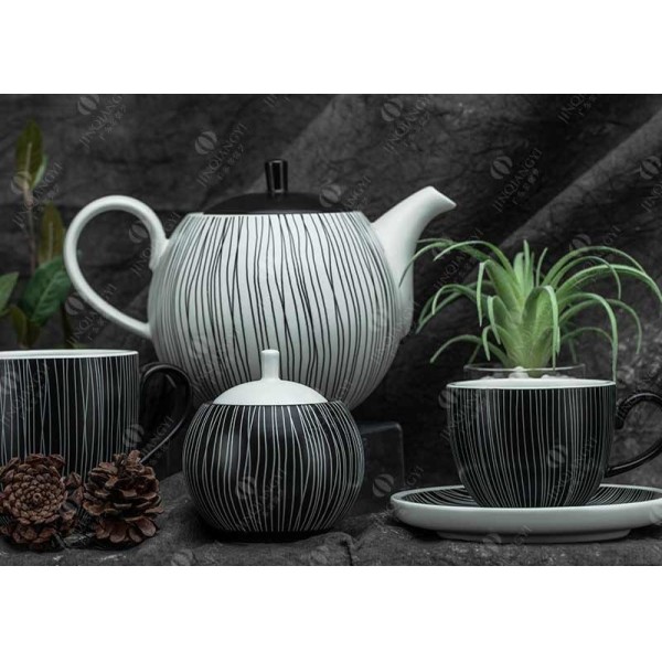 Quality OEM ODM Scratch Proof 15 Piece Porcelain Coffee Set For 6 for sale
