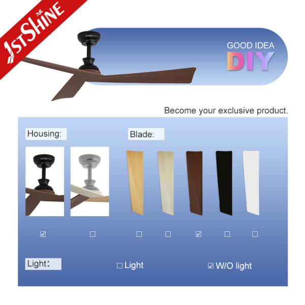 Quality Sleek Black Ceiling Fan with Dark Wood Grain Blades for sale
