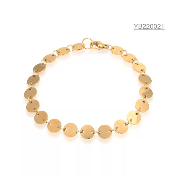 Quality Niche Design Gold Hand Chain Round Shell Shaped Bracelets Stainless steel bangle for sale