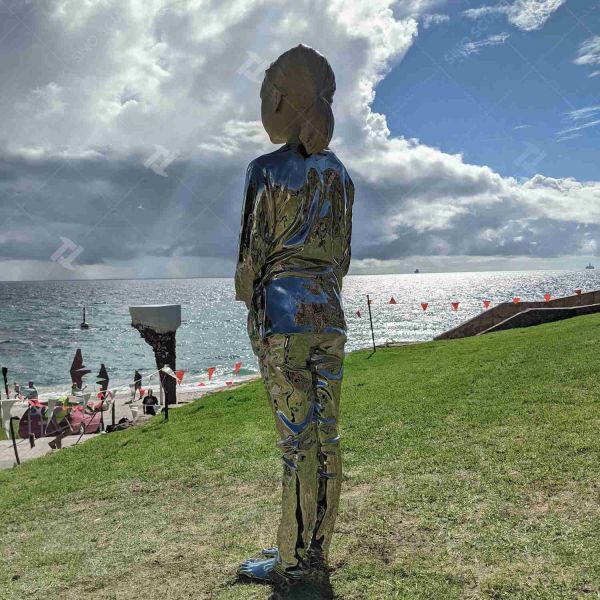 Quality Life-size Casted Stainless Steel Statue Reflecting in Perth, Australia for sale