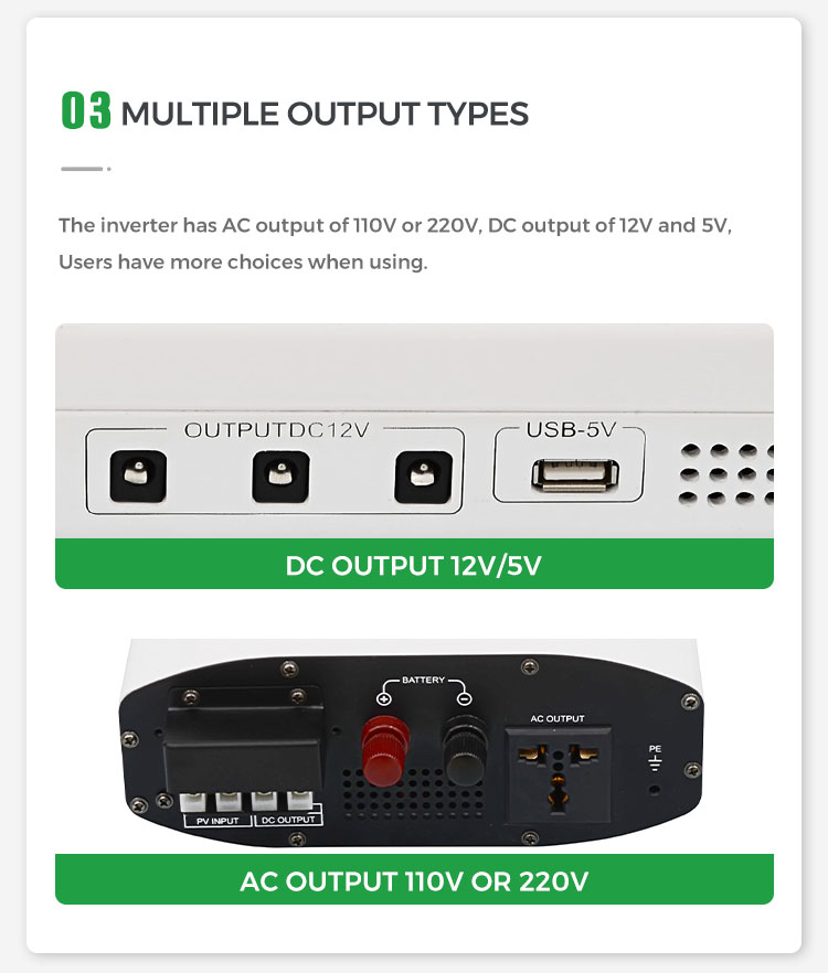 pure sine wave solar inverter with ac and dc output