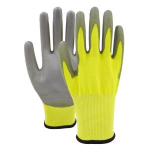 Quality EN388 HPPE Shell Polyurethane Dipped Gloves Level 5 Anti Cut Gloves Yellow for sale
