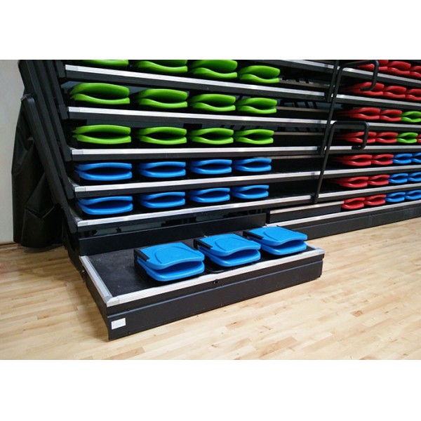 Quality Wall Attached Retractable Grandstands Space Saving With Contoured Seat Surface for sale