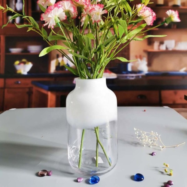 Quality Hand Made Solid White Top Half Ceramic Glass Jar Vase for sale