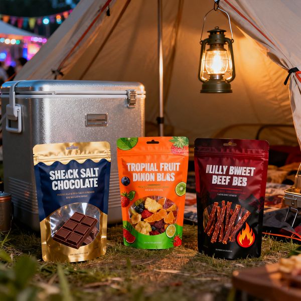 Quality Food Industrial Custom Order PE Laminated Plastic Snack Bag Standpouch Packaging Hanginghole Flavor Dried Fruit Oat Powder for sale
