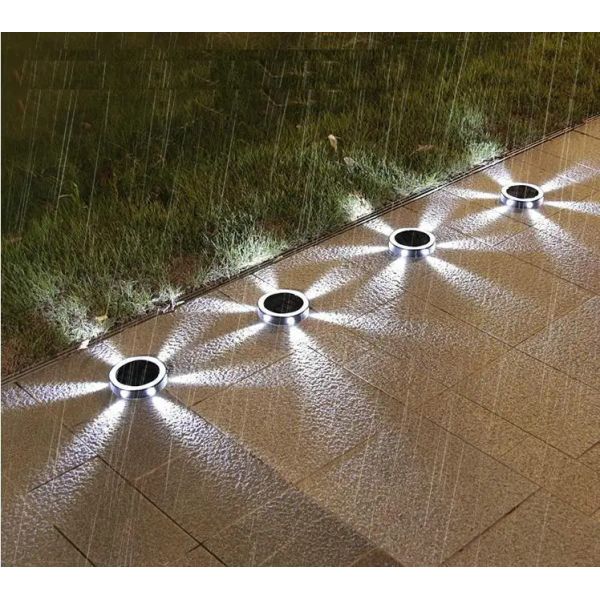 Quality Outdoor Solar Stair Step Deck Lighting with 90lm/w Efficiency Led Round Ground Lights for sale