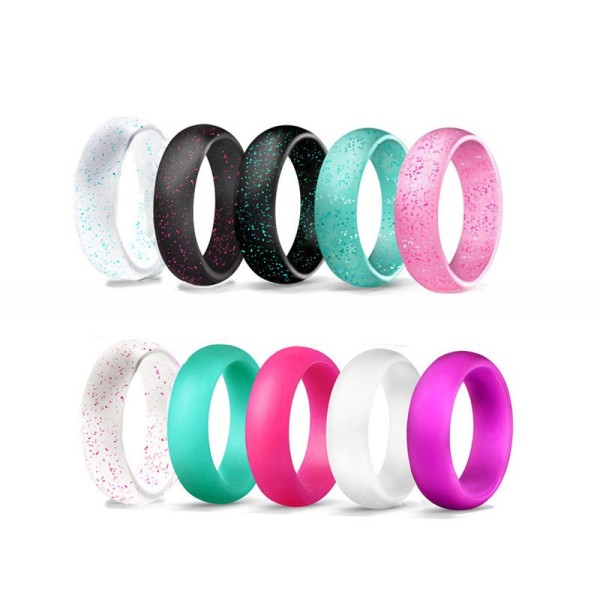 Quality Breathable Fashion Unisex Silicone Wedding Rings 5.7mm Wide in Variety of Colors Geometric Shape for Anniversary for sale