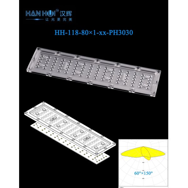 Quality 80 In 1 295×80mm 3030 LED Lens 60150 Degree Available Glare-Free Lighting High Efficiency For Flood Lighting for sale