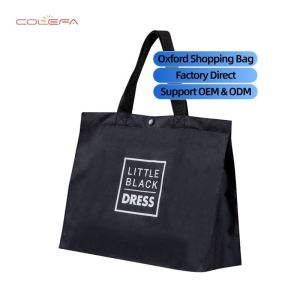 Quality Oxford Fabric Black Shopping Bag Modern Travel Eco-Friendly Tote Supermarket Bag for sale