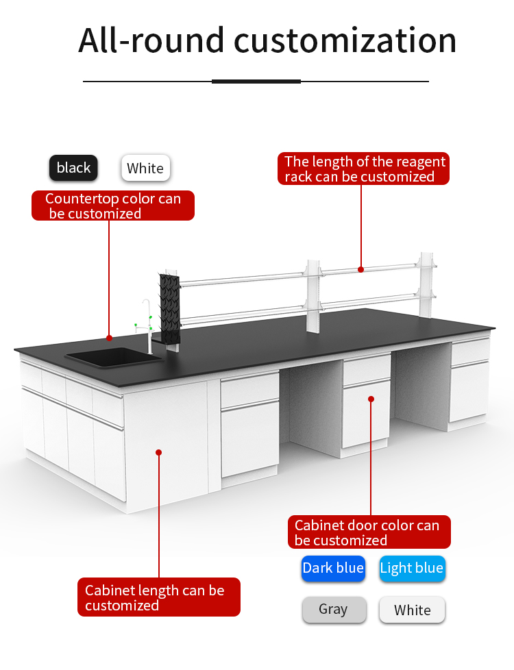 Factory Direct Price Phenolic Resin Top All Side Lab Steel Side Bench Thickness Standard Laboratory Table Dimensions