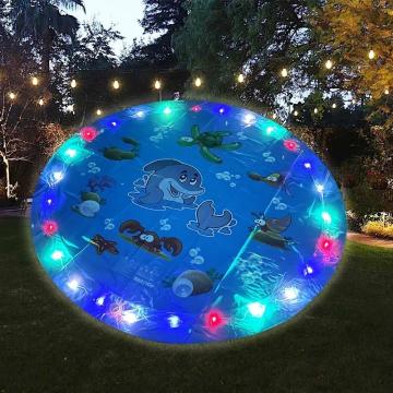 Quality LC Upgraded Shinning Outdoor Sprinkler Pad Unisex Flash Splash Pad With LED for sale