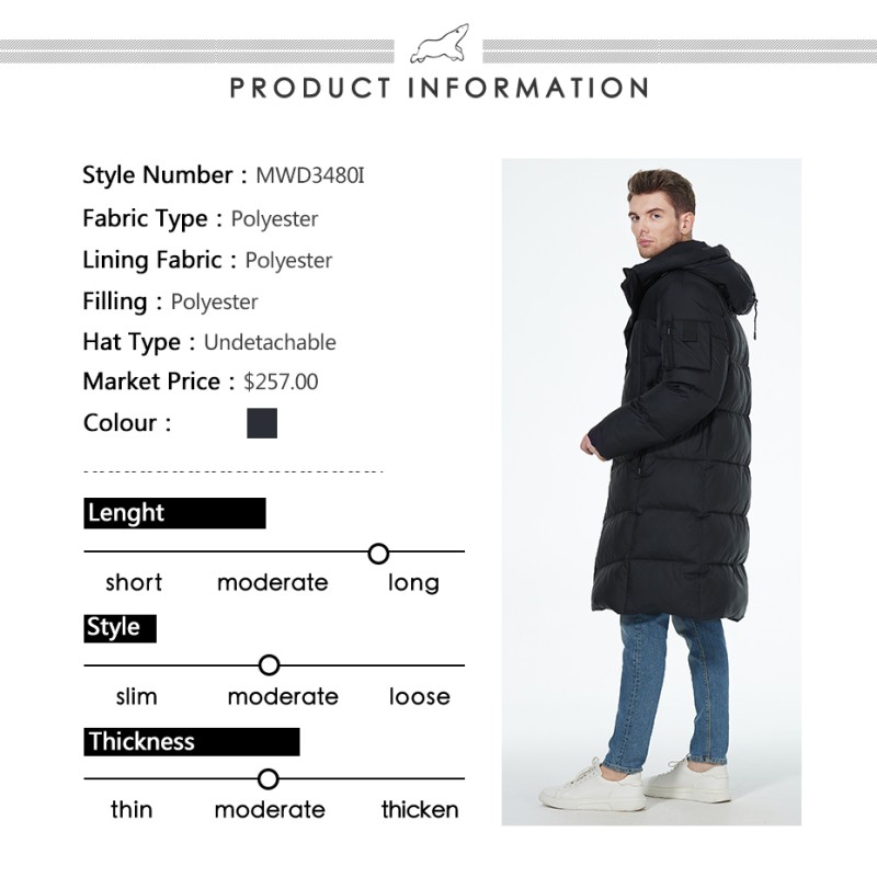 A long down jacket, upper and lower four-pocket design,long men's winter coat, straight fit, cold winter coat