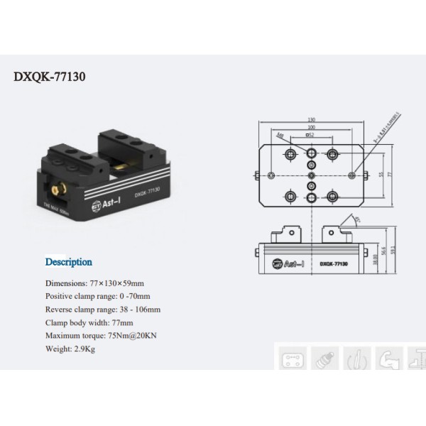 Quality Precise Self Centering Vise CNC Working For 3 Axis 4axis 5axis Vise 5 Axis 77130 for sale