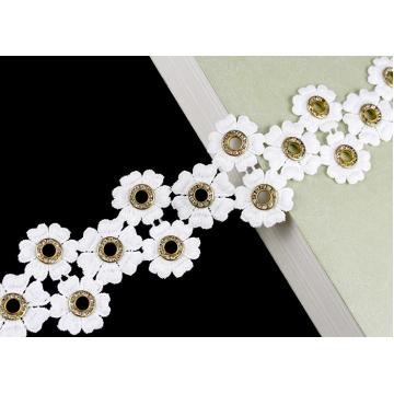 Glitter Inlay Crystal Diamond Nickle Eyelet Lace Trim Embroidered Customized