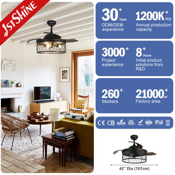Quality 42 Inches Farmhouse Bedroom Invisible Ceiling Fan With Lights And Remote Control for sale