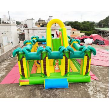 Quality Safari Park Inflatable Playground Coconut Tree Bounce Slide for sale