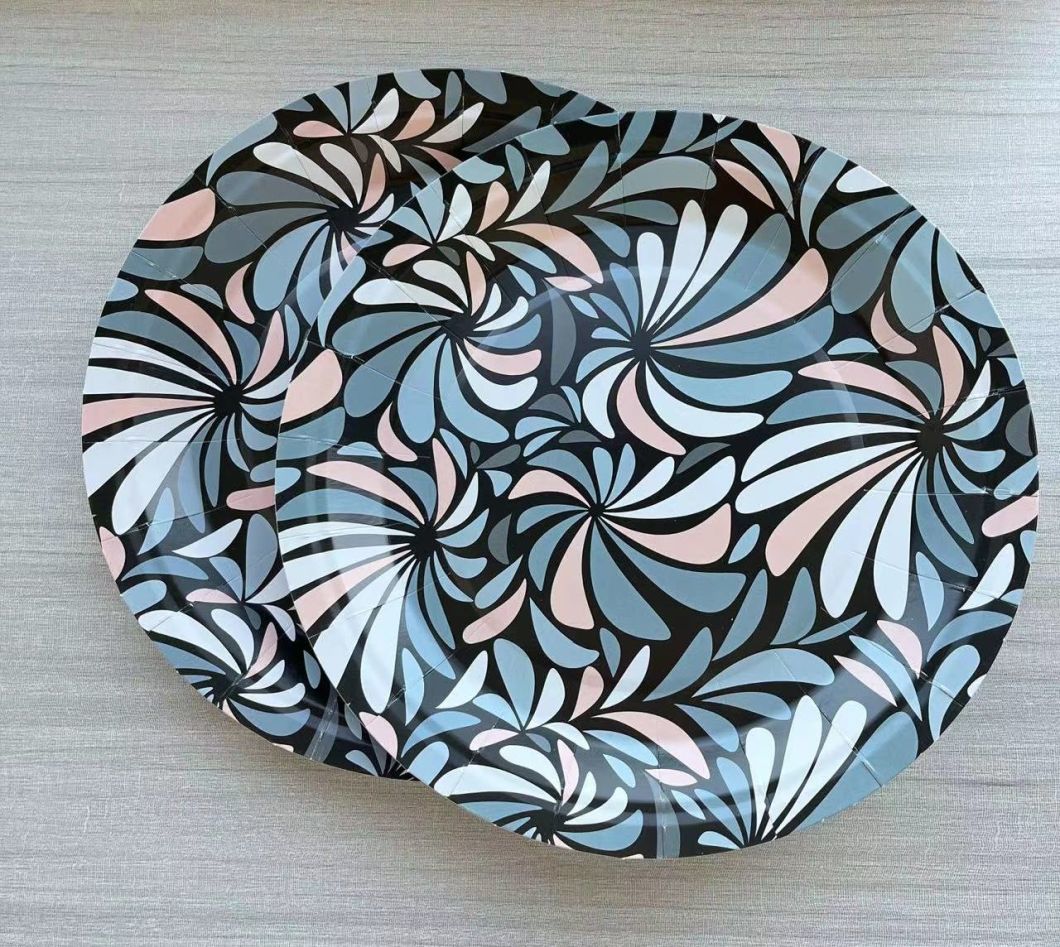 Disposable Plate Eco-Friendly Party Decoration 7inch Customizable Round Colourful Halloween Decorated Party Paper Plate