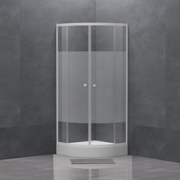 Quality White Printed White Electroplated Frame Simple Arc Shower Enclosure E2303-W1 Full Payment for sale