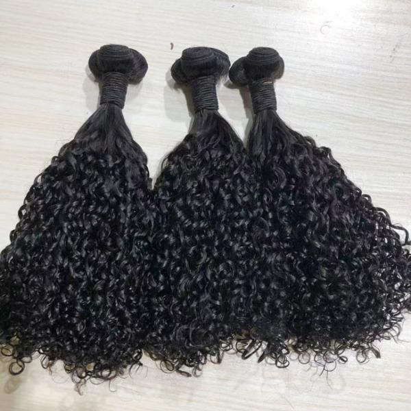 Quality 11A Double Weft Human Hair Extensions Pixie Curly Bundles With Lace Frontal for sale