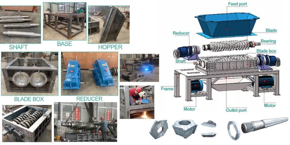 Full Automatic Thick Plastic Plate Duroplasts Two-Axis Crusher Shredder to Recycle Plastic