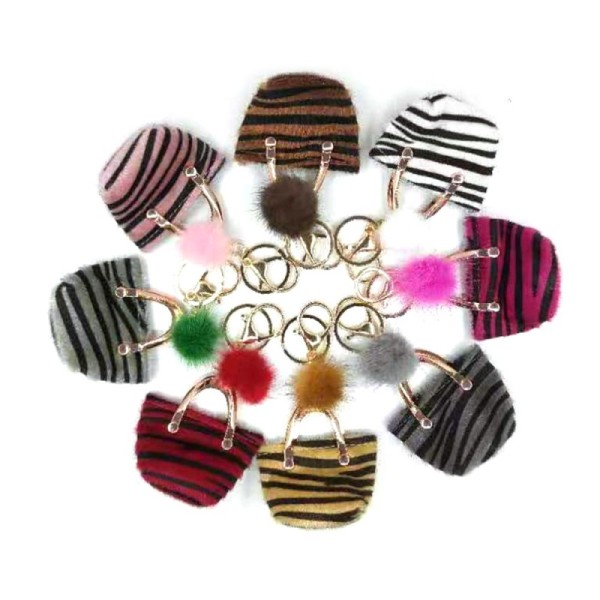Quality Zebra Stripe Mini Handbag Personalised Leather Keychain ROHS Certification for sale