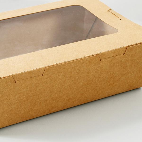 Quality Salad 337gsm Biodegradable Disposable Tableware Food Packaging Box With Window for sale