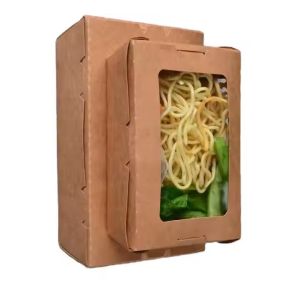 Quality Customized Eco-friendly Fast Food Grade Kraft Paper Takeaway Container for sale