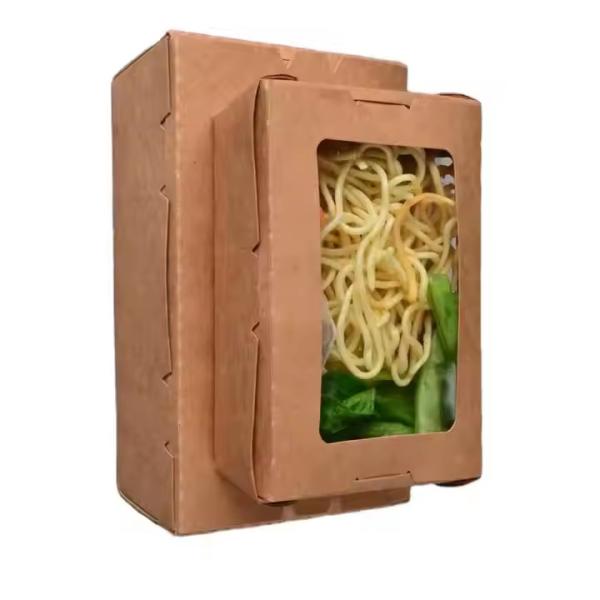 Quality Customized Eco-friendly Fast Food Grade Kraft Paper Takeaway Container for sale
