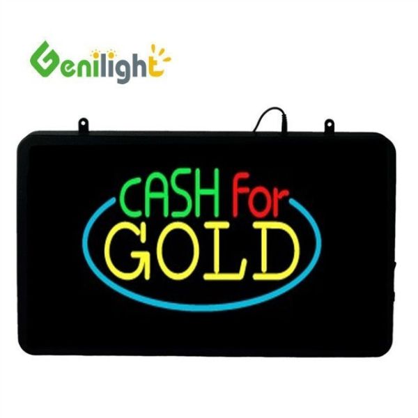 Quality Genilight 22*13inch Super Brightness LED Check Cashed Letter Neon Open Sign for for sale