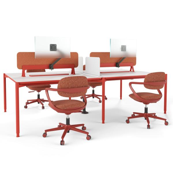 Quality Flex Custom Rectangular 4 Person Office Workstation Desk Sleek Design Contemporary for sale