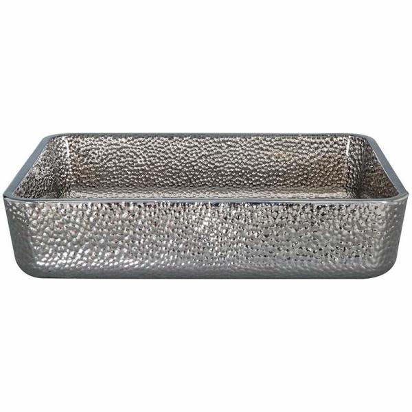 Quality Silver Chromed Rectangular Above Counter Sink Shinning Shallow Vessel Bathroom for sale