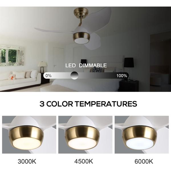 Quality Smart White Ceiling Fan With 6 Adjustable Speeds and Voice Control for sale