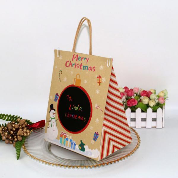 Quality DIY Graffiti Christmas Biodegradable Kraft Paper Bag For Cookie for sale