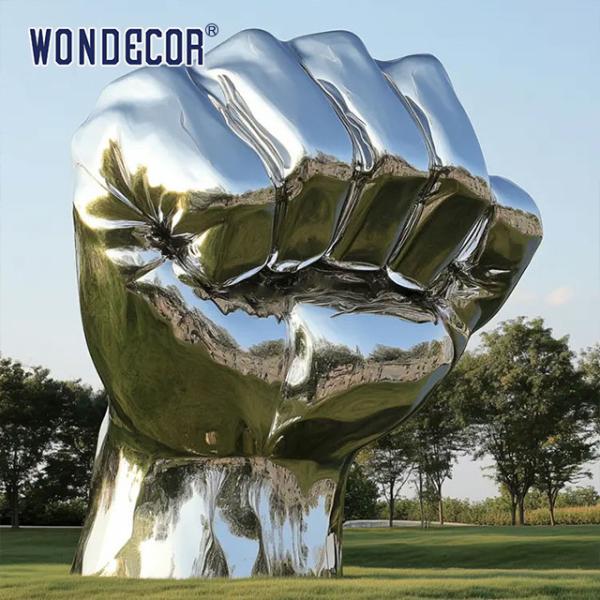 Quality Customized outdoor park large fist power stainless steel sculpture for sale