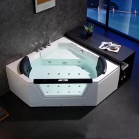Quality Luxury Corner Whirlpool Bathtub with LED Light and Acrylic Material for 2 for sale