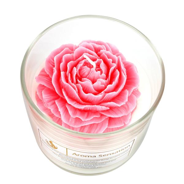 Quality Parties Glass Jar Scented Candle 3D Flower Home Decor Fragrance Candle Custom Logo for sale